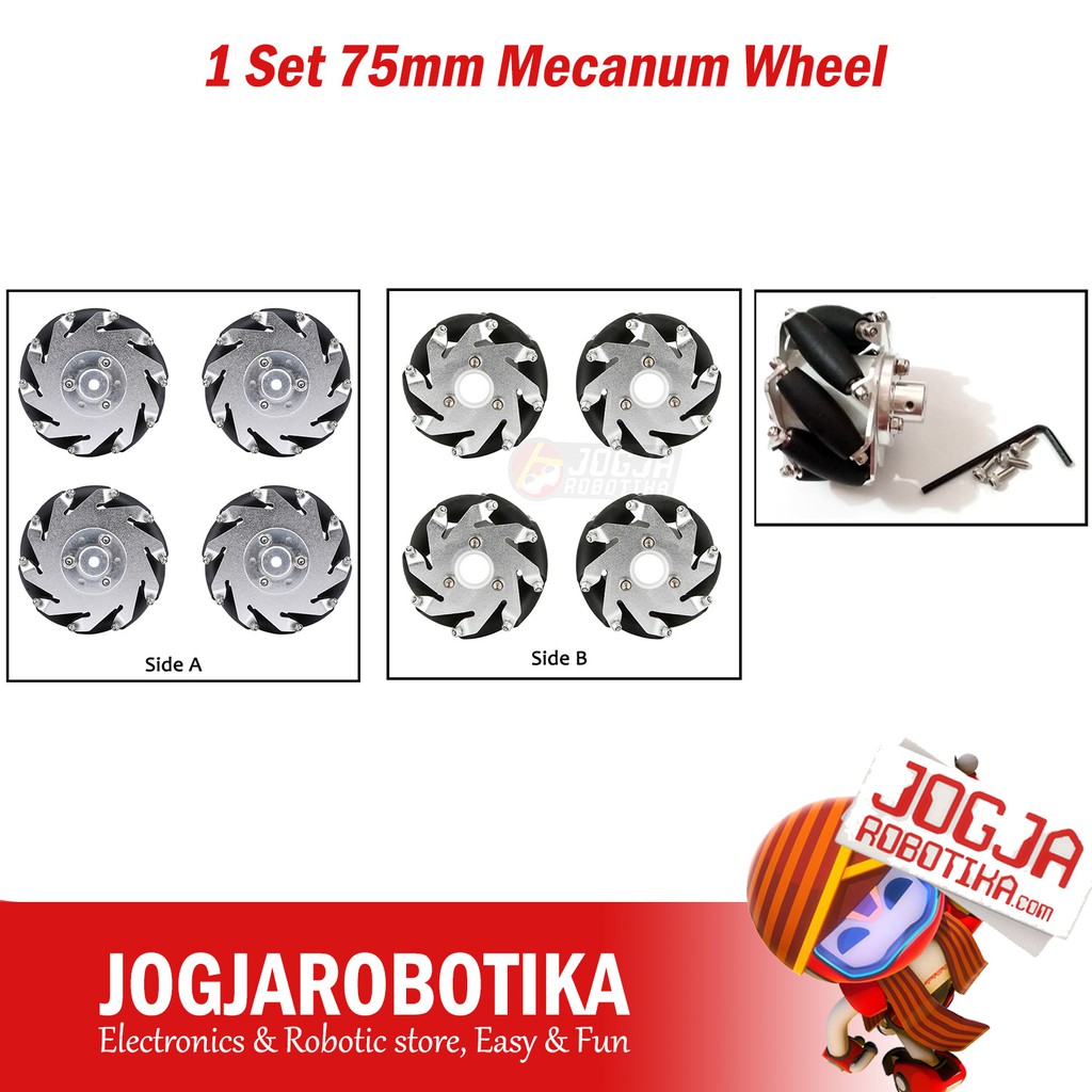 Jual 1 Set 75mm Mecanum Wheel | Shopee Indonesia