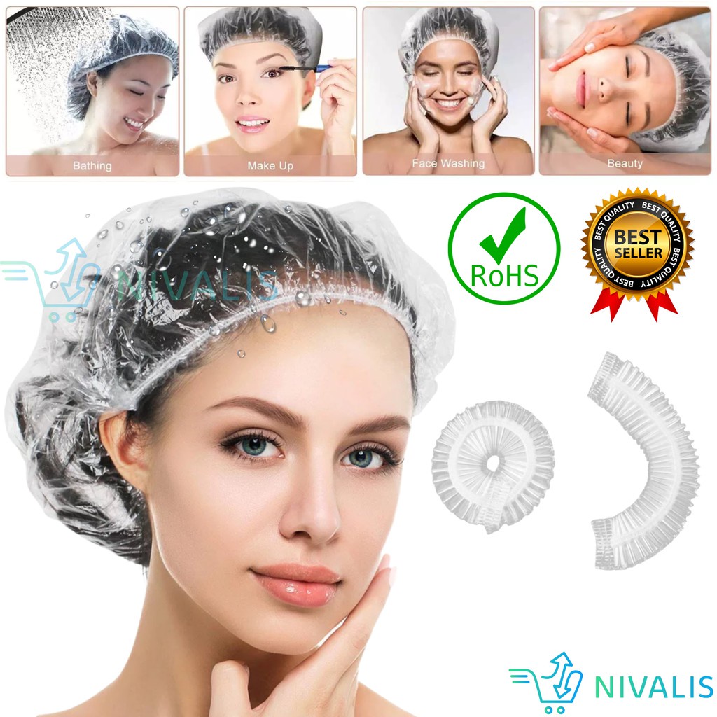 Jual Topi mandi PLASTIK Penutup Kepala Rambut Showercap keramas hotel ...