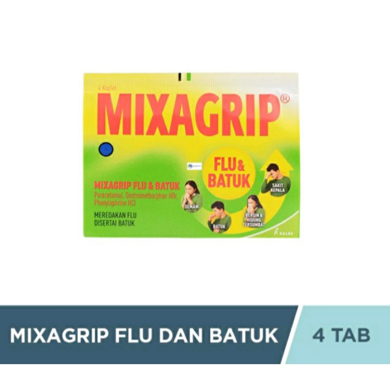 Jual Mixagrip Flu Dan Batuk Strip 4 tab ( Hijau ) | Shopee Indonesia