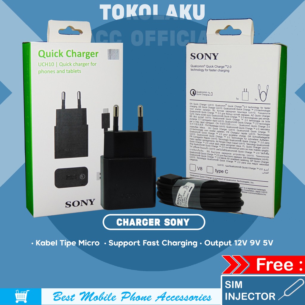 Jual Charger Sony Original Tipe Micro Fast Charging 12V 9V 5V Casan HP ...