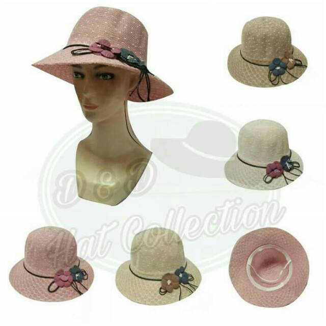 Jual Topi Pantai Model Bucket Pita Bunga Topi Fashion Wanita | Shopee ...