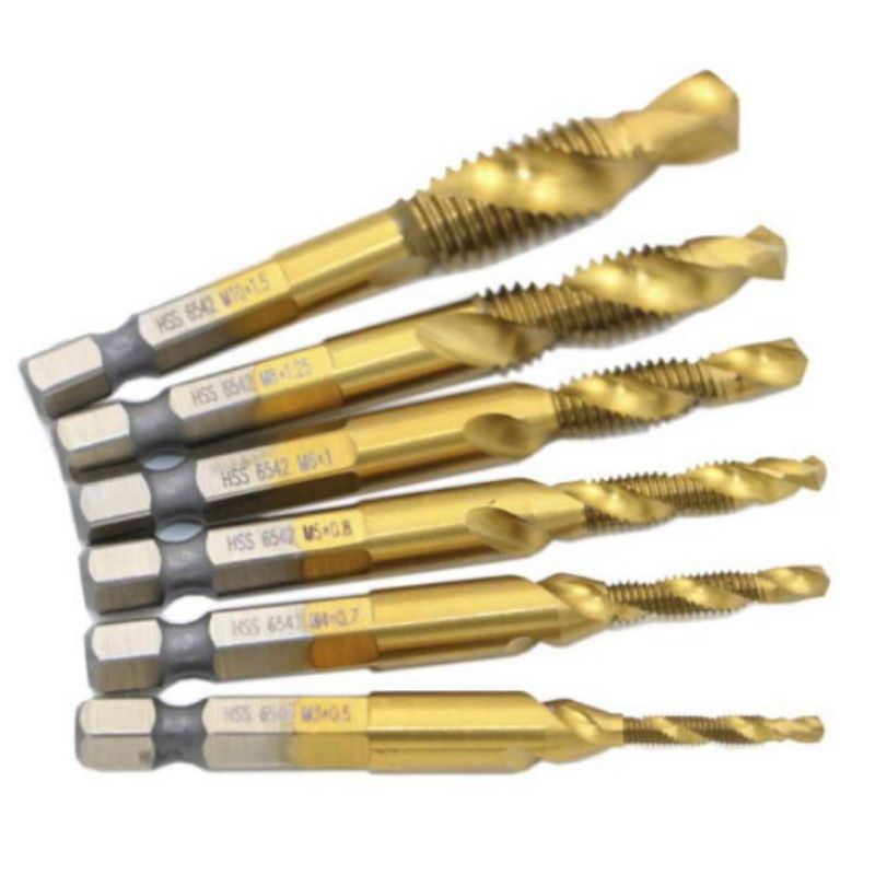 Jual mata bor tap baut mata bor tap drill set 6 pcs alat bikin ulir ...