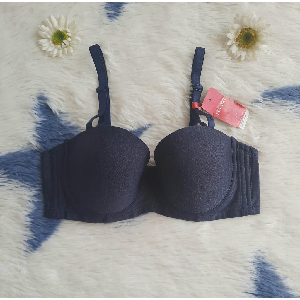 Jual SORELLA BRA HALF CUP BUSA TIPIS SIZE 34C WARNA DARK BLUE S10 ...