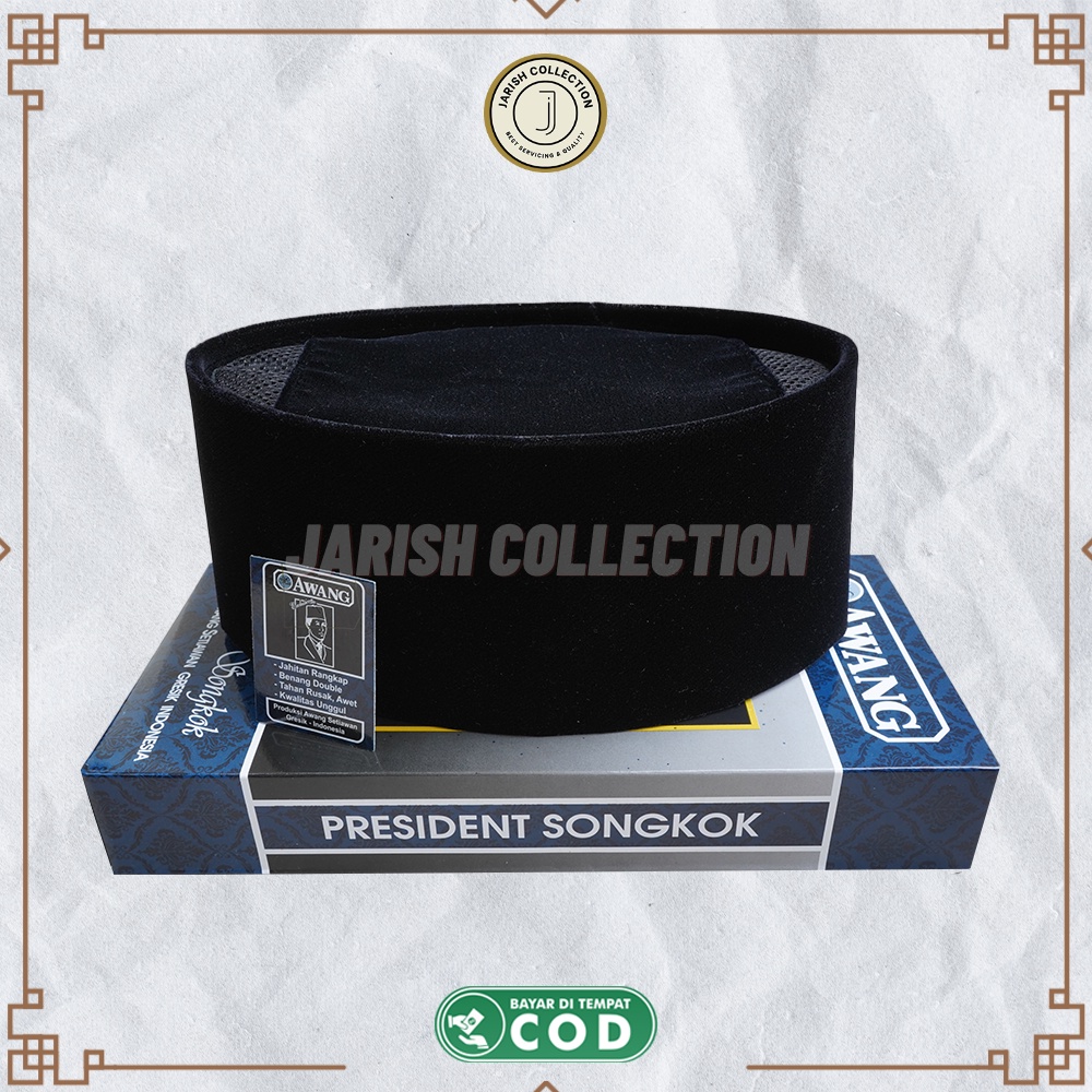 Jual Songkok Tinggi 11 10 9 8 7 Cm AWANG AC & Full AC Peci Hitam ...