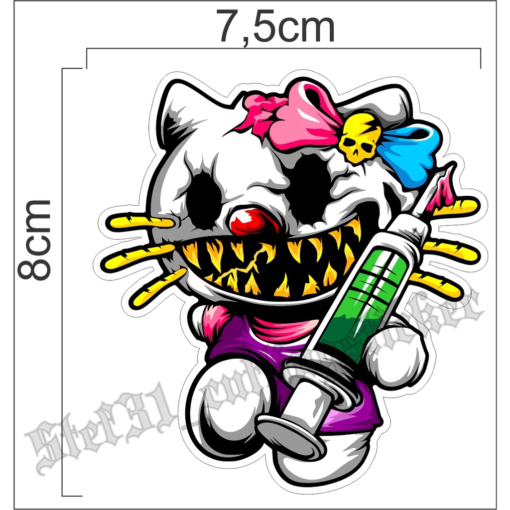 Jual Stiker printing gambar animasi hello kitty zombie, sticker hello ...