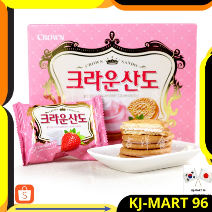 Jual MAKANAN KOREA/KOREAN FOOD/SNACK KOREA CROWN SANDO STRAWBERRY CREAM ...