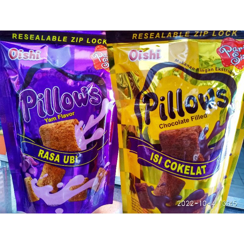 Jual Snack Oishi Pillows Cokelat Taro Ubi Coco Pandan Keju Durian 100g ...