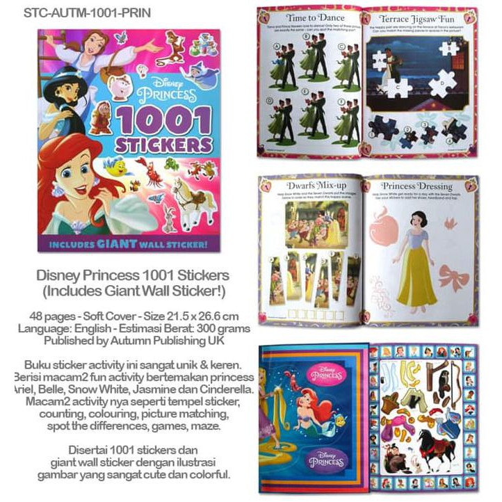 Jual Buku Disney Princess 1001 Stickers (Includes Giant Wall Sticker ...