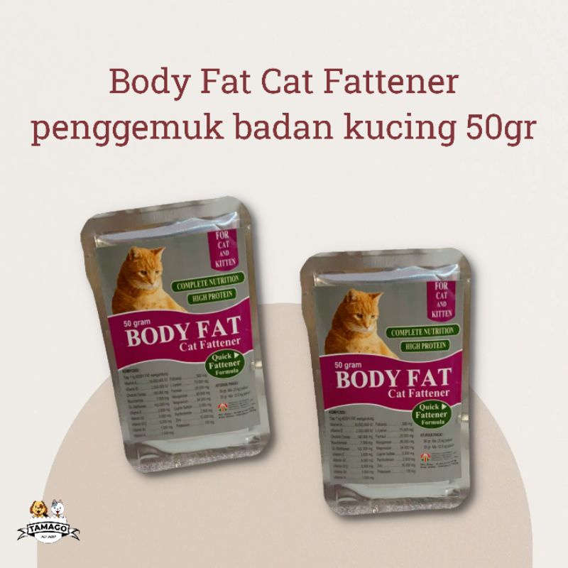 Jual Body Fat Cat Fattener vitamin penggemuk kucing sachet 50gr ...