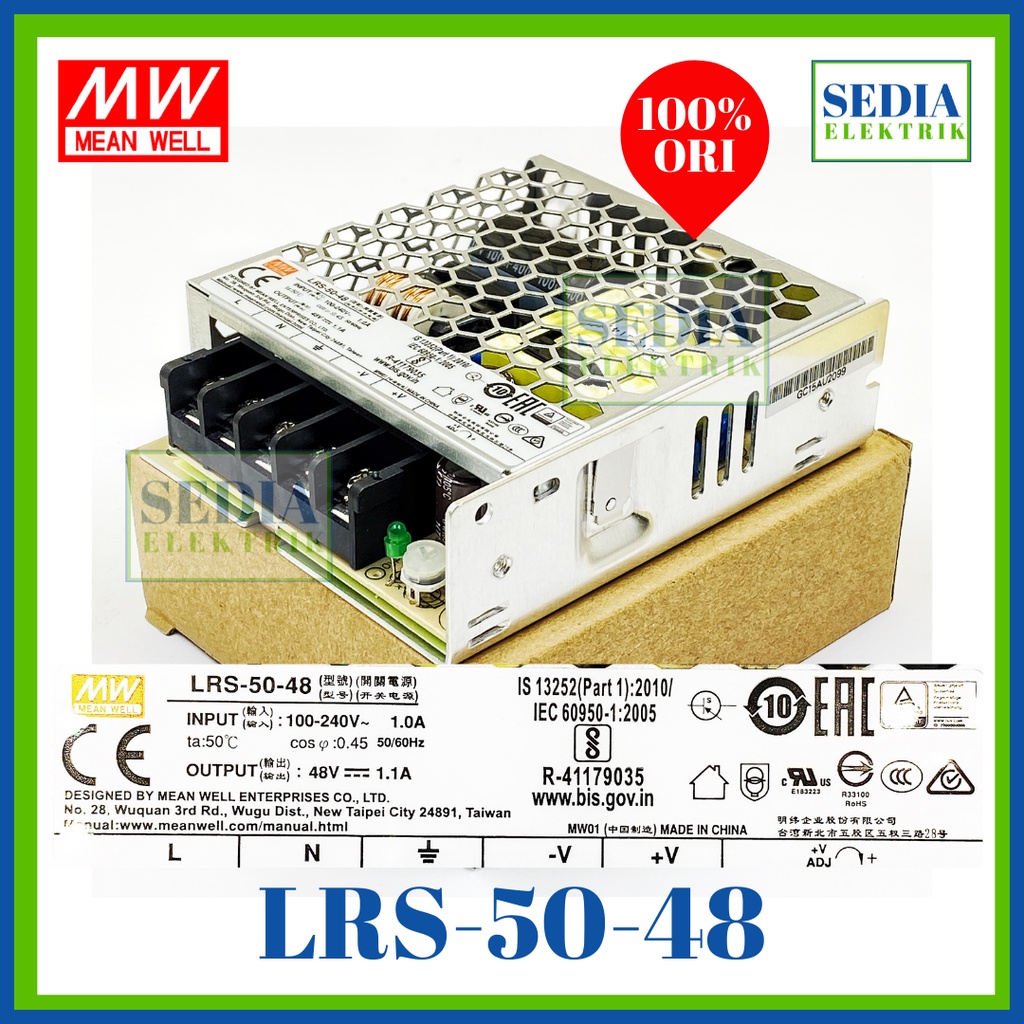 Jual Meanwell Power Supply LRS-50-48 LRS 50 48 LRS50 48 LRS5048 ...