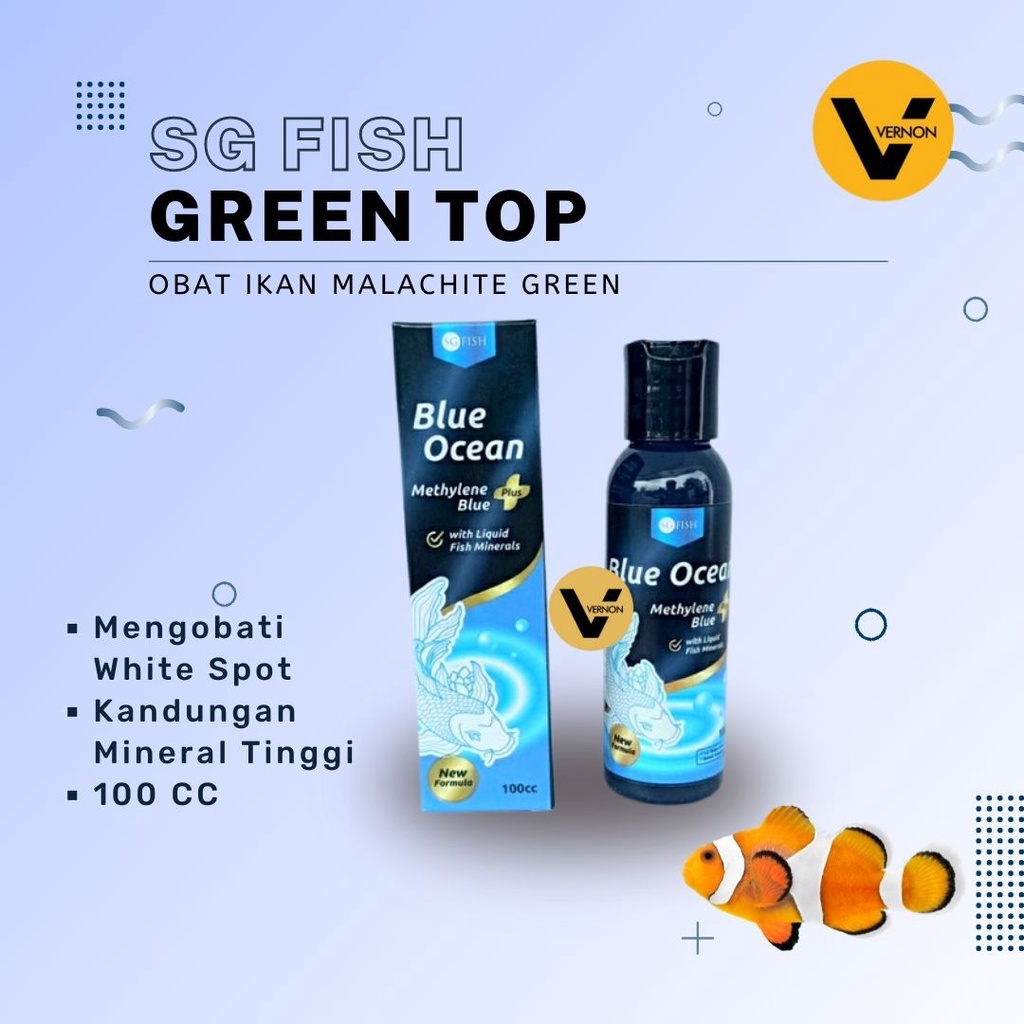 Jual SG Fish Methylene Blue Plus Blue Ocean 100cc Obat Biru Ikan Anti White Spot | Shopee Indonesia