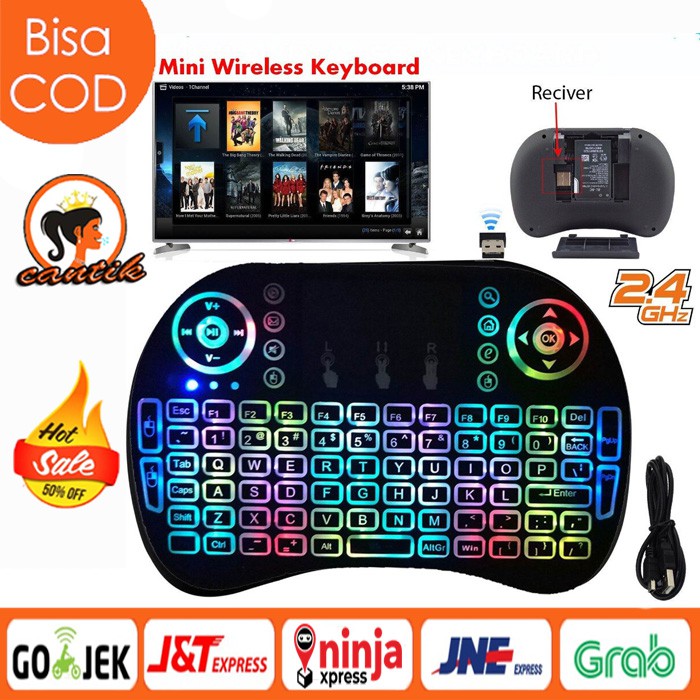 Jual KEYBOARD WIRELESS MINI I8 / KEY BOARD FOR PC ANDROID TV BOX ...