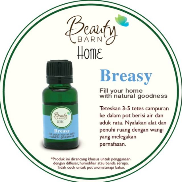 Jual Breasy Beauty Barn 20ml aromaterapi untuk batuk pilek free packing dus dan bubble | Shopee ...