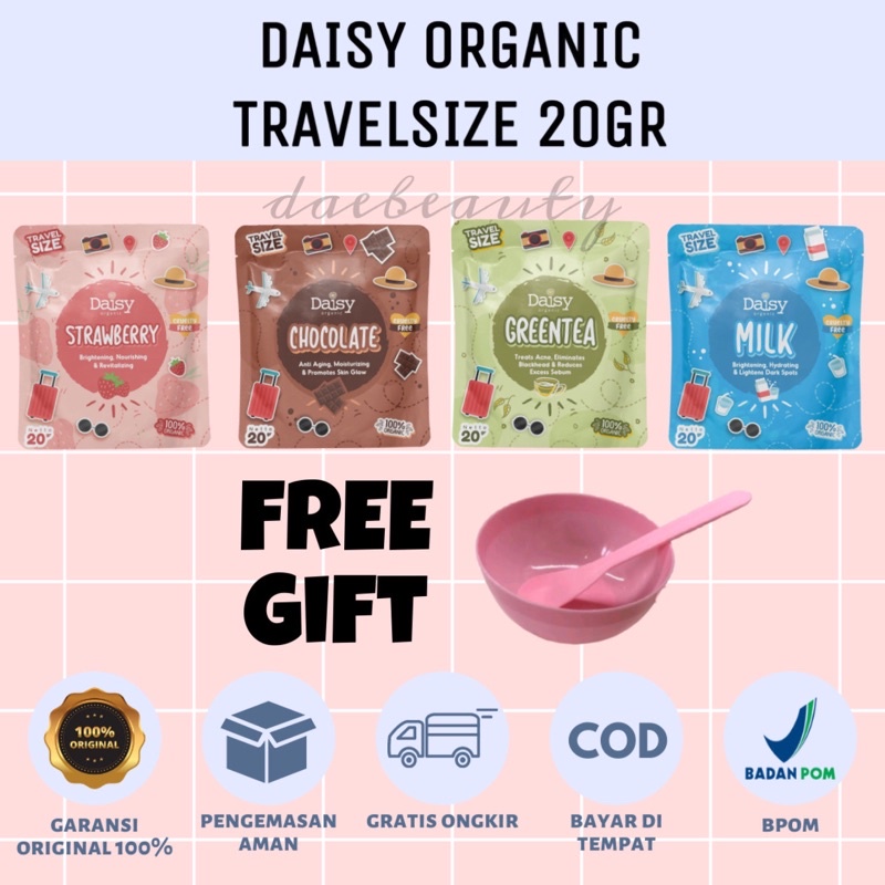 Jual BPOM Masker Daisy Organic Skindyssa TRAVEL SIZE 20gram | Shopee Indonesia