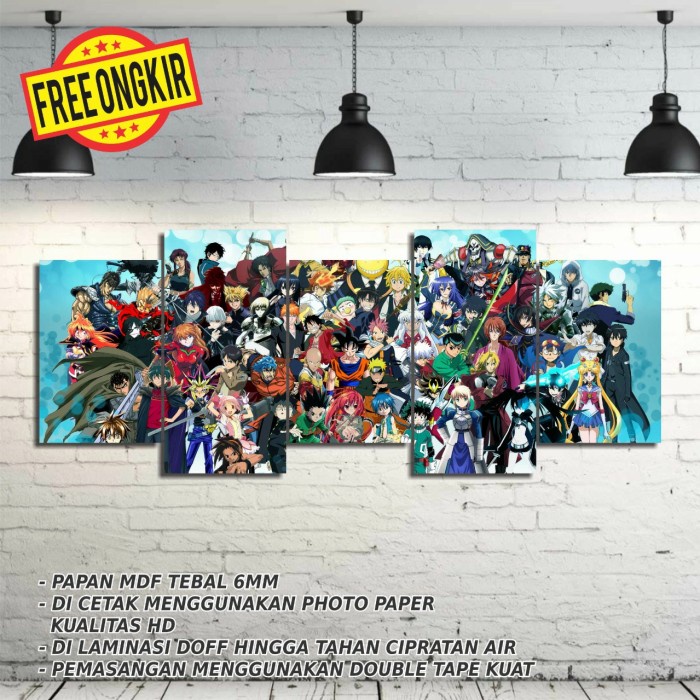 Jual Produk Terbaru Pajangan Dinding Poster Kayu Anime Crossover 5In1 ...