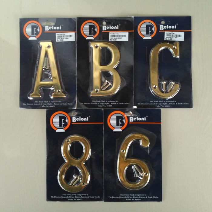Jual Dinding-Hiasan- Nomor Dan Huruf Rumah Bahan Metal Chrome Gold ...