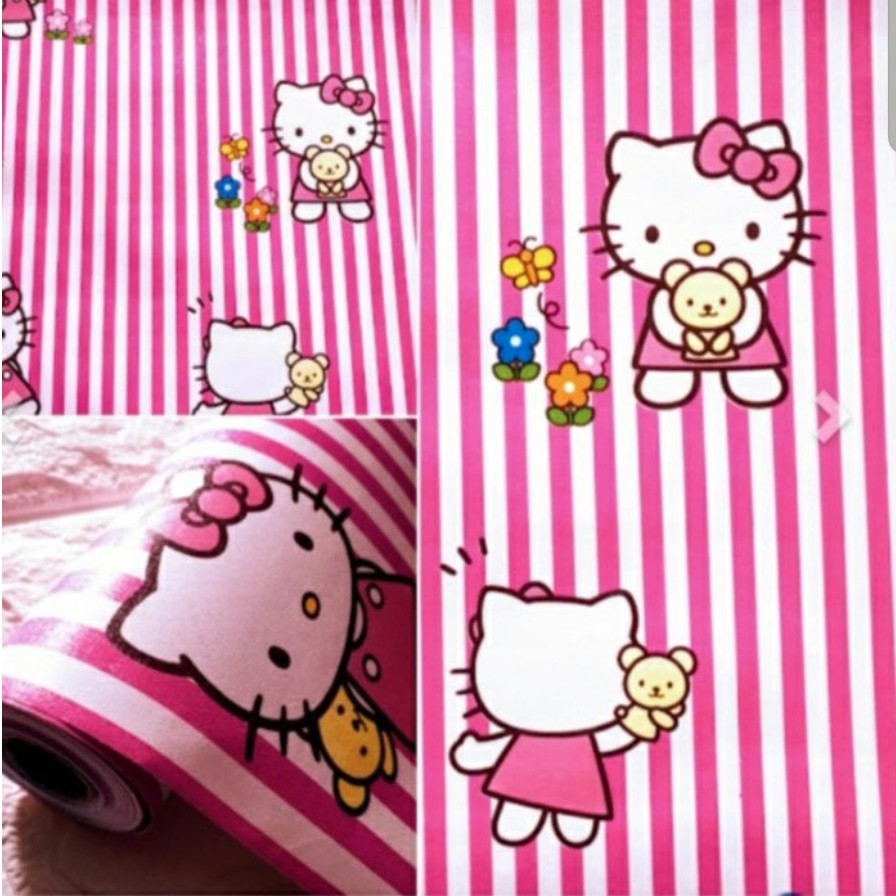 Jual WALLPAPER DINDING Kamar Hello Kitty Garis Salur Pink Putih ukuran 45 cm x 10 M | Shopee ...