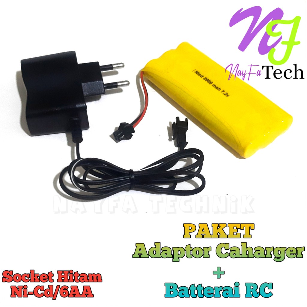 Jual Paket Adaptor Charger + Batterai RC/Baterai Mobil Remot 6AA Ni-Cd ...