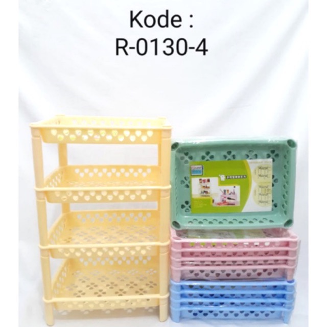 Jual Rak plastik susun 4 yoshikawa R0130-4 / Keranjang susun serbaguna ...