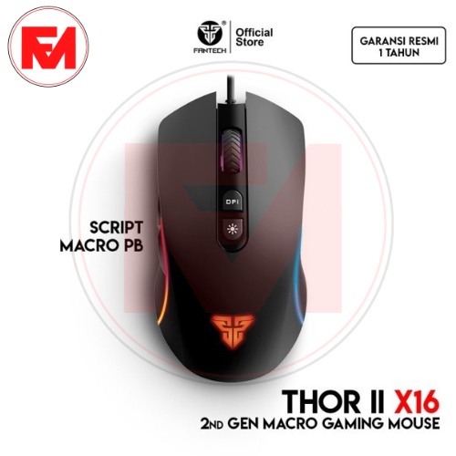 Jual FANTECH THOR II X16 Mouse Gaming PIXART | MOUSE MACRO | GARANSI ...