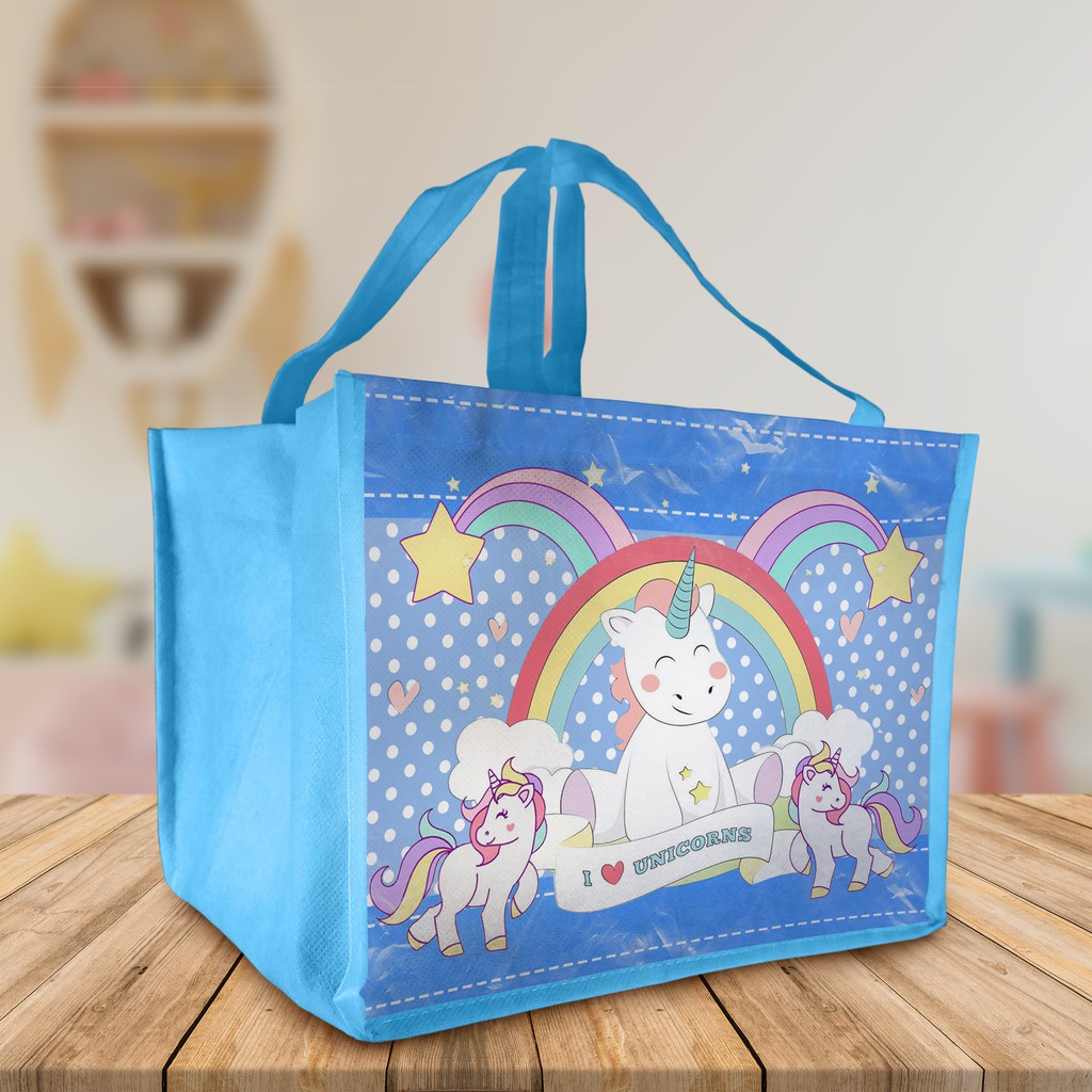 Jual GOODIE BAG MURAH UNICORN BIRU / TAS ULTAH READY STOK BENTO / TAS ...