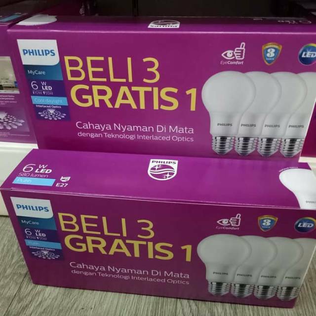 Jual Lampu LED Philips 6 W 6 Watt Paket Spesial Bergaransi | Shopee ...