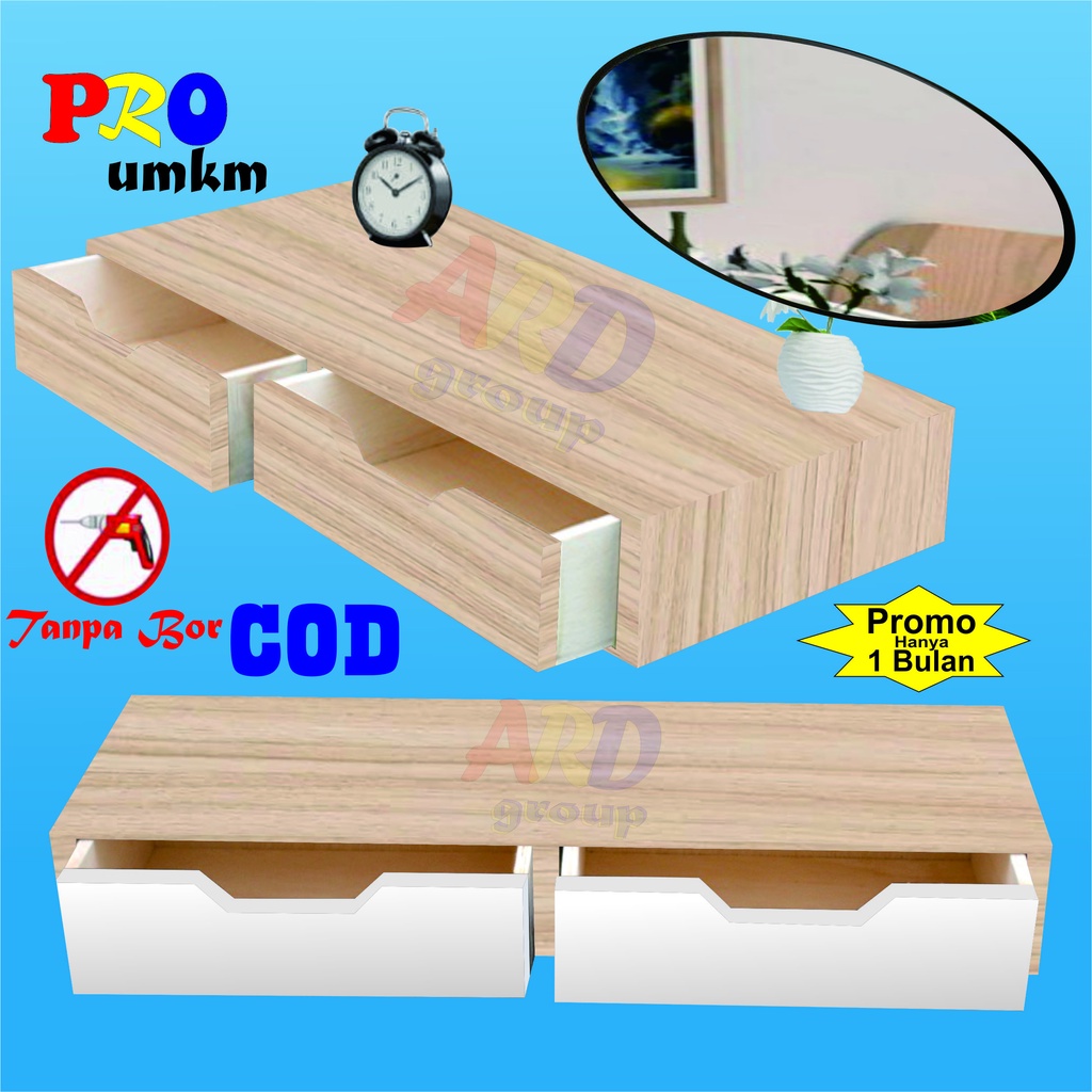 Jual (RL 008)Rak Dinding Ambalan Laci Slot W Melayang/Rak Laci ...