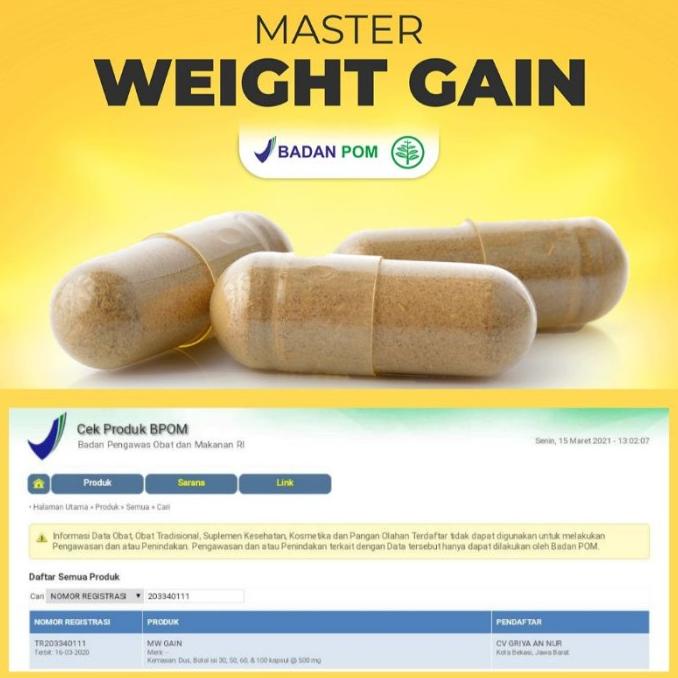 Jual MASTER WEIGHT GAIN PENGGEMUK BADAN DAN PENAMBAH BERAT BADAN ...