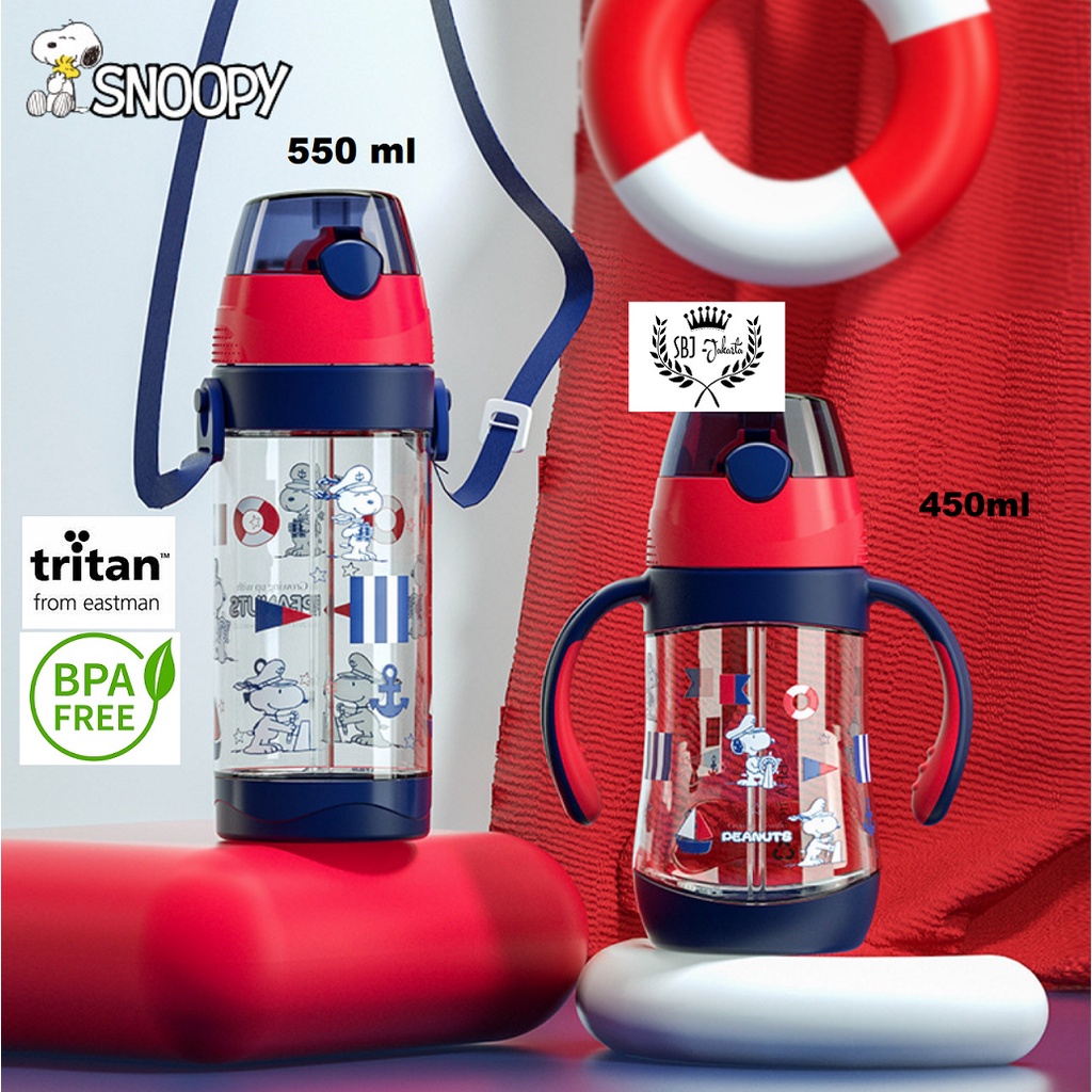 Jual BOTOL MINUM ANAK TRITAN BPA FREE SNOOPY ORIGINAL dengan sedotan 550 ML | Shopee Indonesia