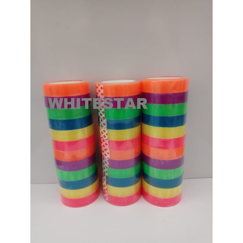 Jual selotip / isolasi kecil transparan berwarna / warna 12 mm x 25 ...
