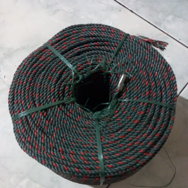 Jual 1 Roll Tali Tambang 4mm -+200 Meter Plastik PE Hijau Bintik Merah | Shopee Indonesia