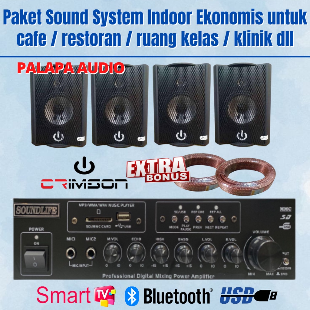 Jual PAKET SOUND SYSTEM AUDIO CAFE / RESTORAN EKONOMIS 4 SPEAKER ...