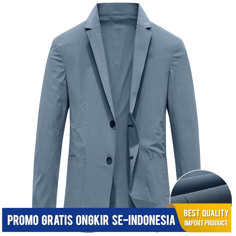 Jual Jas Pria High-End Tipis Mulus Perekat Bergaris Satu Lapisan ...