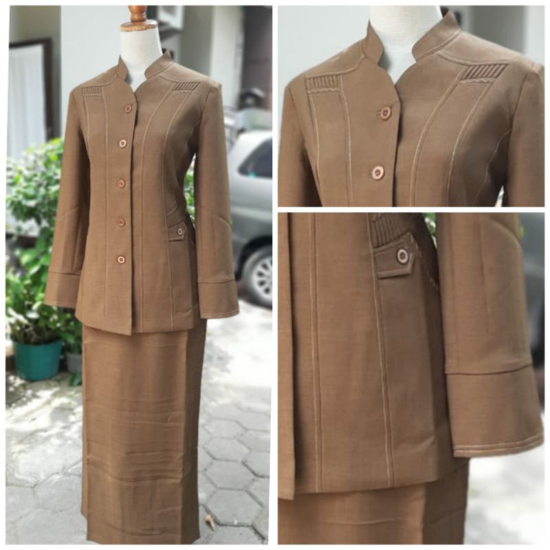 Jual SERAGAM PEMDA/SERAGAM KERJA KANTOR PNS GURU PEMDA KHAKI SETELAN ROK | Shopee Indonesia