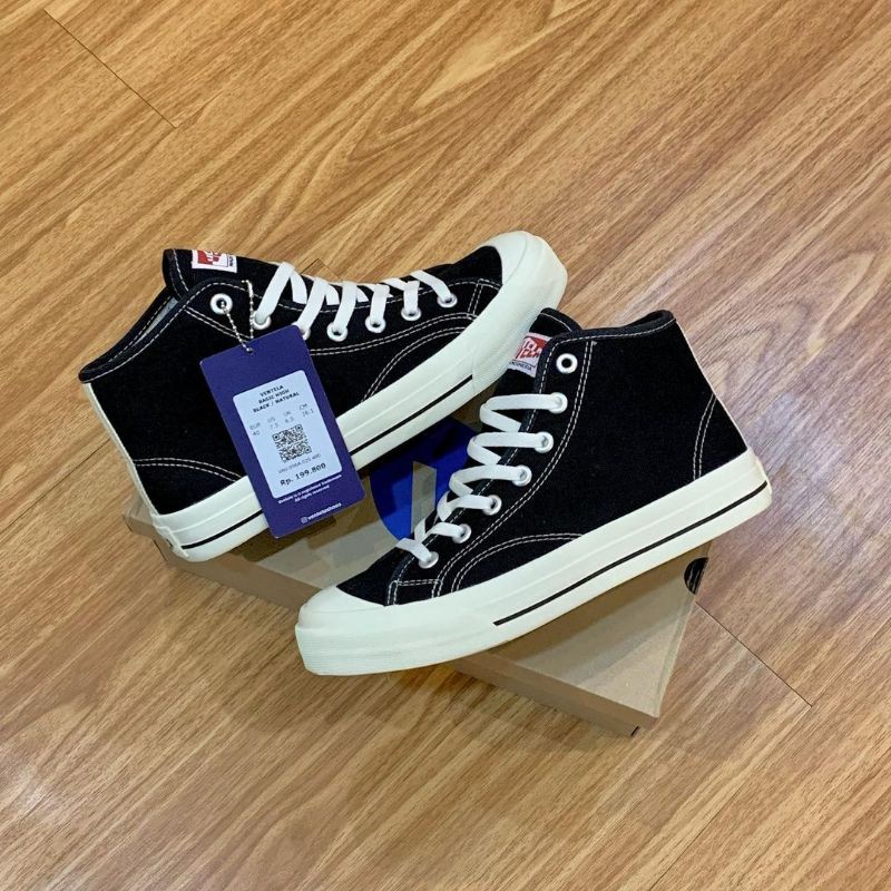 Jual Ventela Basic High Black Natural White Sepatu Pria Original 100% | Shopee Indonesia