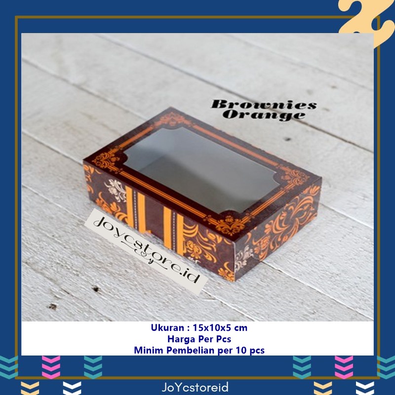 Jual Kotak BROWNIES Orange Small Dus Brownies 15x10x5/ Box Kue / Box Jajan / Snack Box / Kotak ...