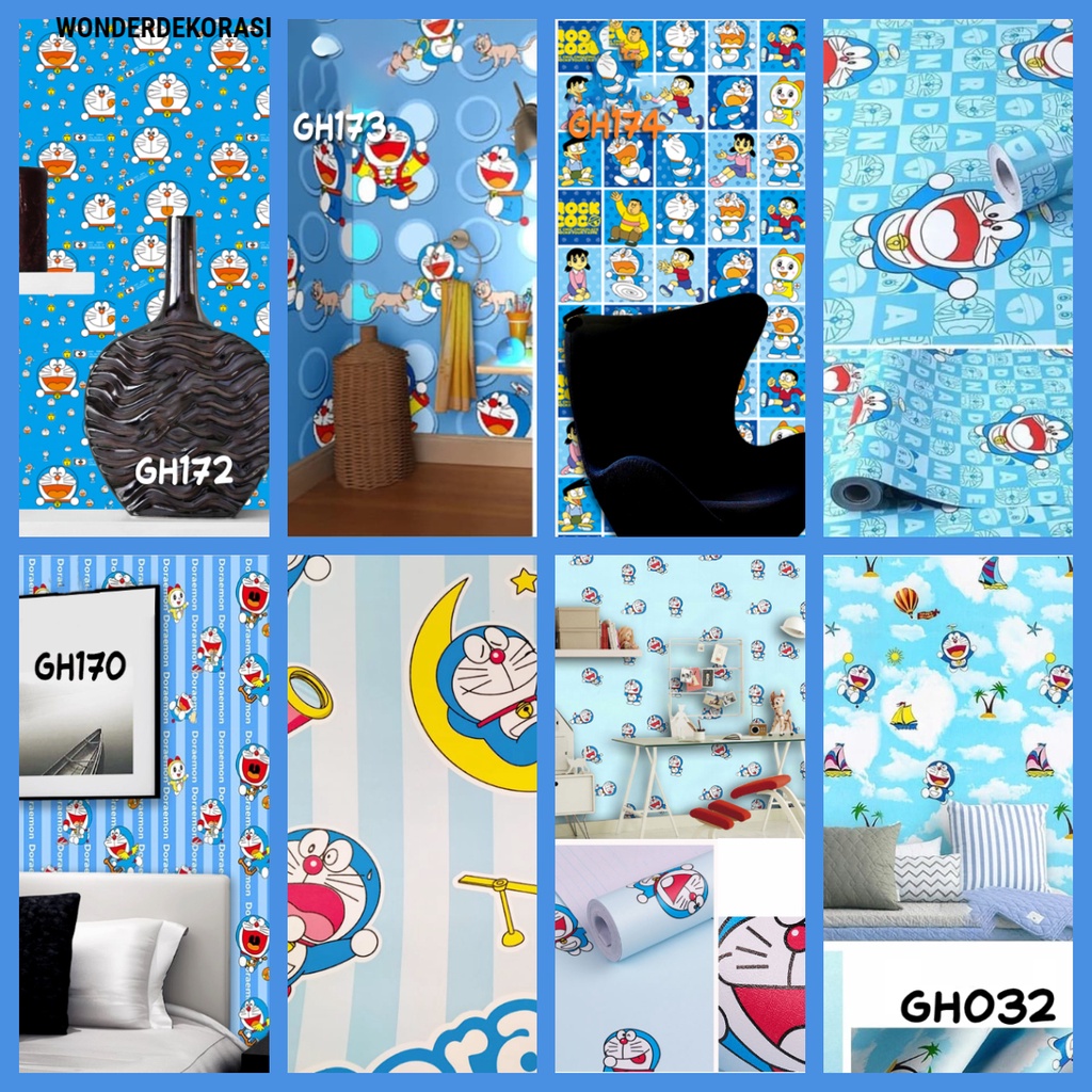 Jual Wallpaper Dinding Motif Doraemon Wallpaper Kamar Tidur Stiker Dinding Wallpaper Dinding ...