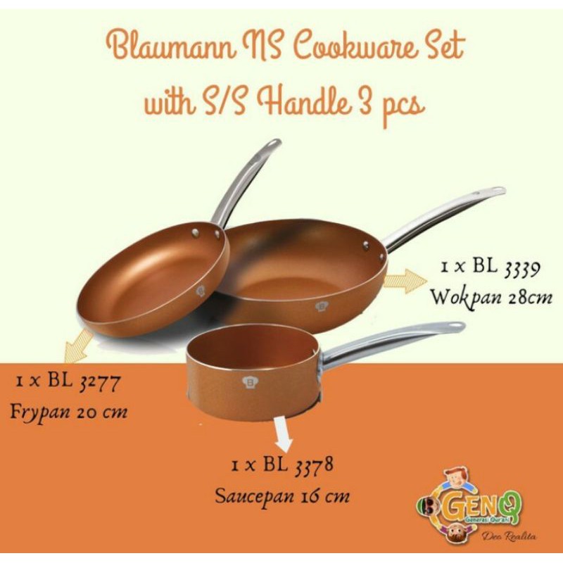 Jual Blauman NS Cookware set / Panci Blaumann isi 3 / Swiden Red ...