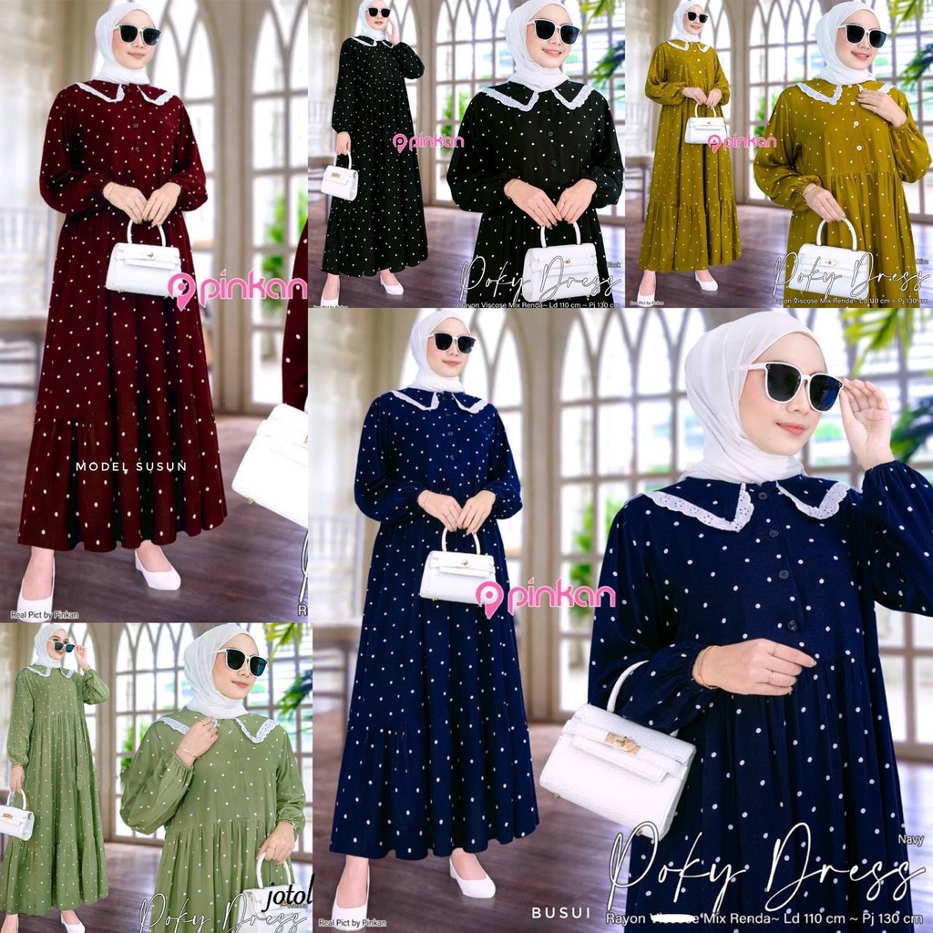 Jual Midi Dress L XL ld 100 110 Model Poky Long Tunik Kekinian Model ...