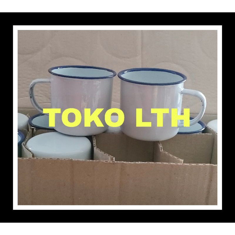 Jual 6 PCS CANGKIR JADUL SENG ENAMEL KALENG PANCI POLOS PUTIH GELAS MUG ...