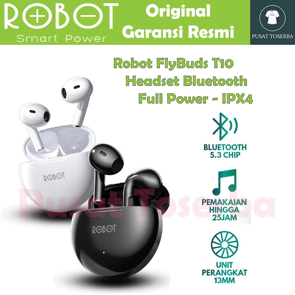 Jual Headset Bluetooth Robot FlyBuds T10 Earbuds Airbuds TWS Waterproof ...