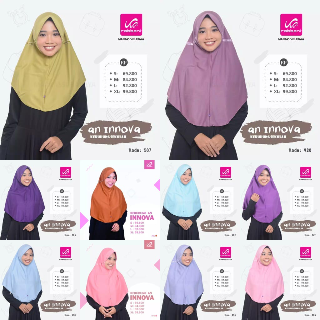 Jual [SIZE M] KERUDUNG RABBANI SEKOLAH JILBAB RABBANI INNOVA WARNA ...