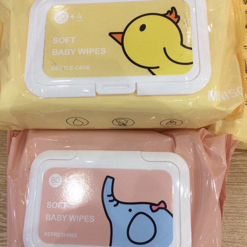 Jual MINISO SOFT BABY WIPES 80 lembar TISU BASAH MINISO TISSUE BASAH ...