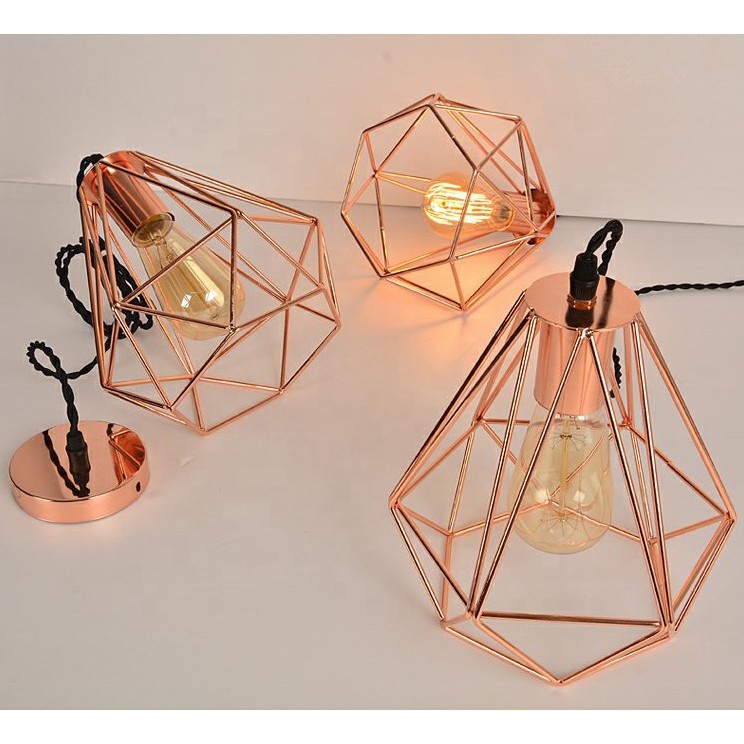Jual Kap Lampu Lampion / Diamond segi enam / Diamond segiempat Rosegold ...