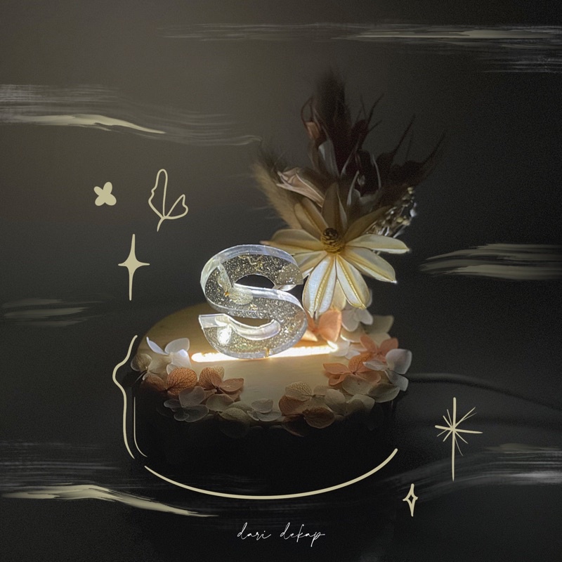 Jual Lampu Meja / Table Lamp - Lampu Huruf Resin - Lampu bunga kering ...