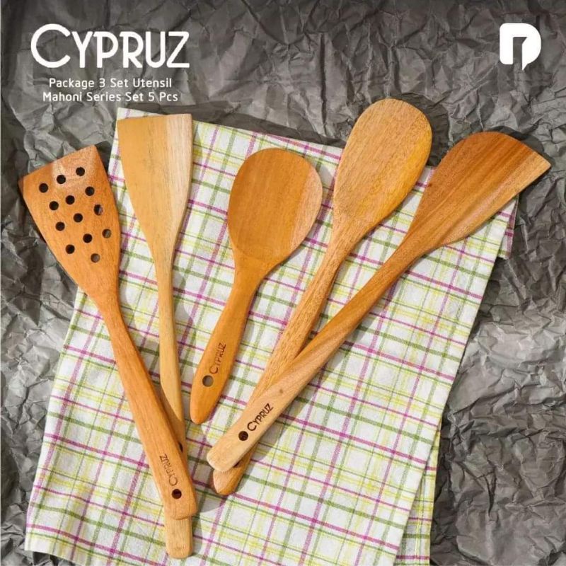 Jual Sutil Kayu Cypruz Package Set Utensils Mahoni Series 5pcs | Shopee ...