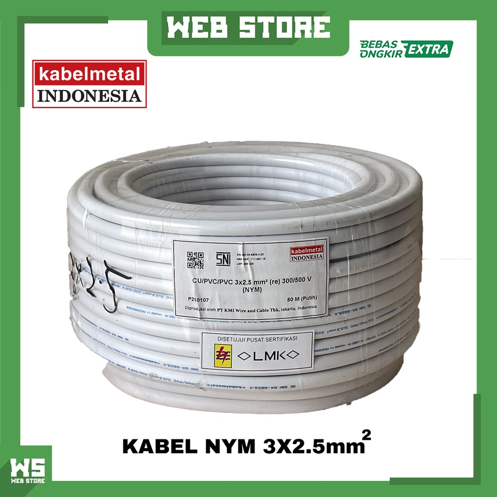 Jual Kabel Roll Listrik Tembaga KMI NYM 3x2.5mm 3x2,5mm Kabel Metal ...