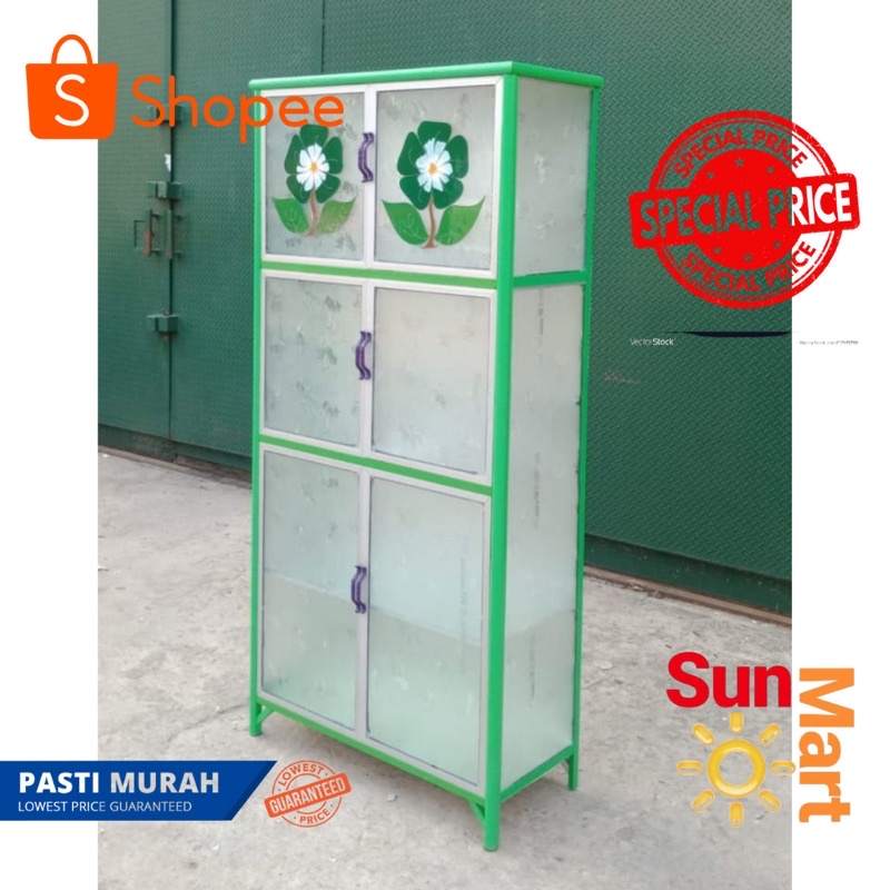 Jual RAK PIRING BOX KACA ALUMINIUM / LEMARI DAPUR VENUS | Shopee Indonesia