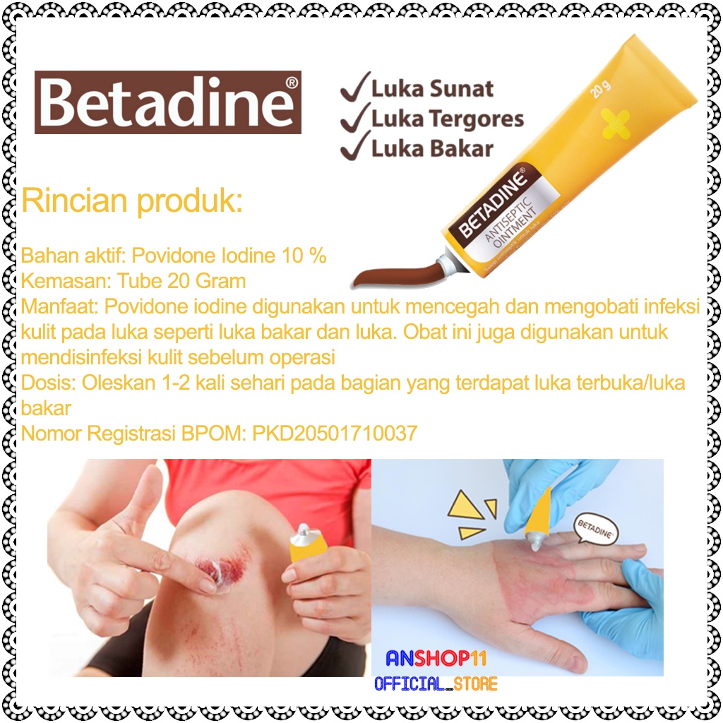 Jual BETADINE ANTISEPTIC OINTMENT 20 GR / ANTISEPTIK LUKA / SALEP LUKA ...