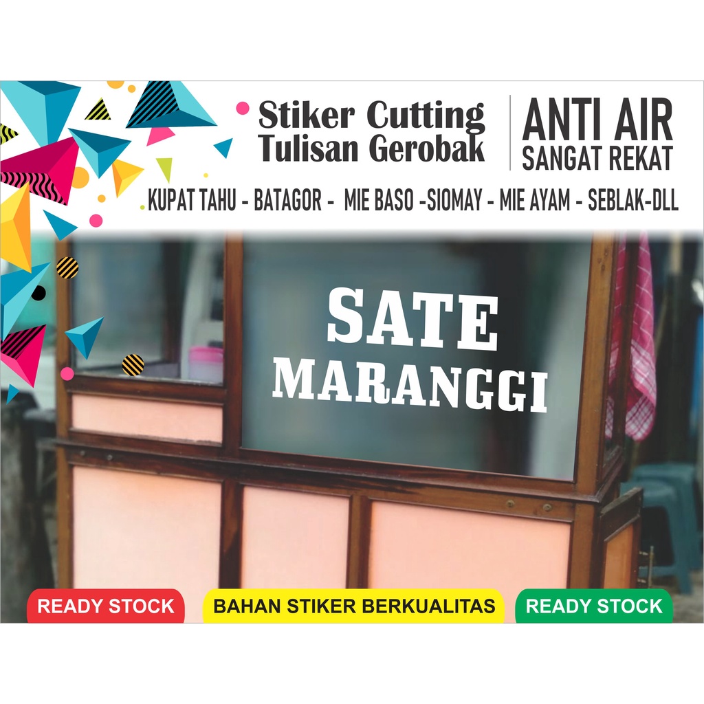 Jual STIKER TULISAN SATE MARANGGI UNTUK KACA GEROBAK | Shopee Indonesia